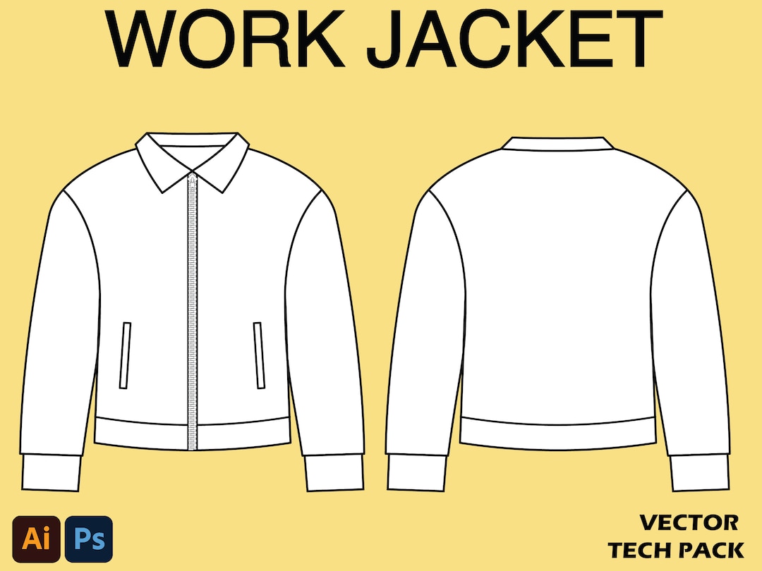 Work Jacket, Workwear, Streetwear, Tech Pack Template, Mock up Template ...