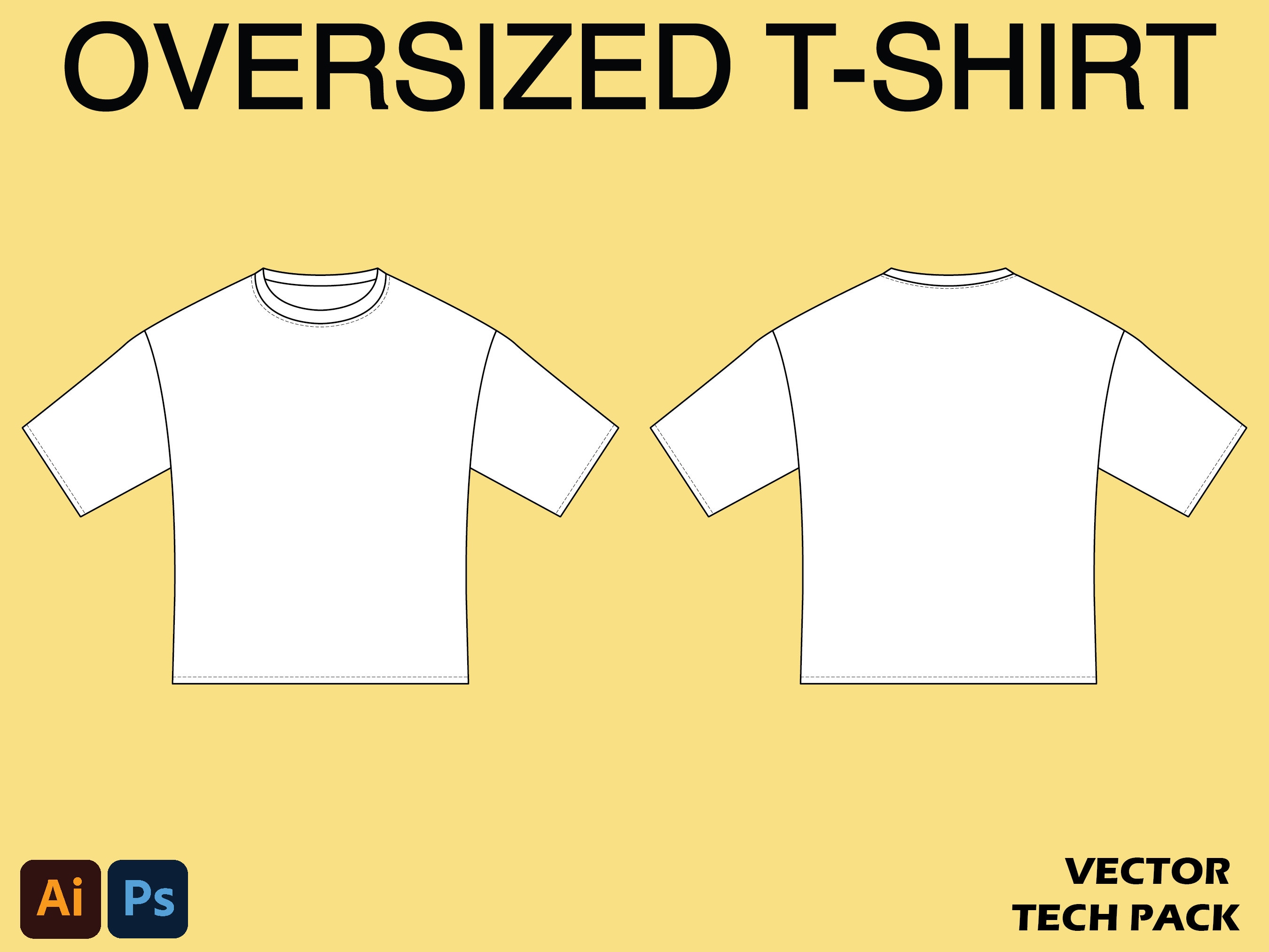 Oversized T-shirt, Streetwear, Tech Pack Template, Mock up Template ...