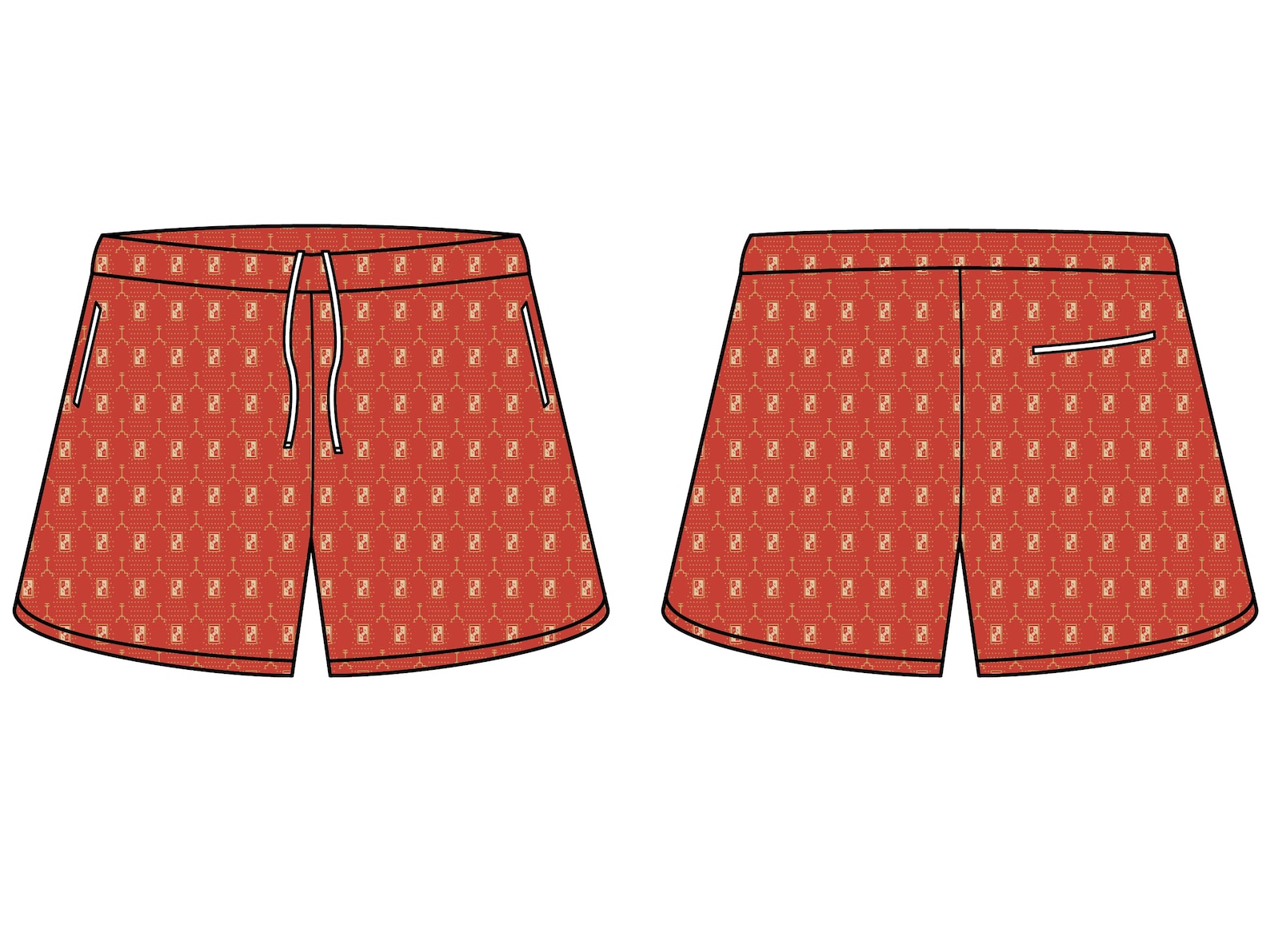 Mesh Shorts, Streetwear, Tech Pack Template, Mock up Template, for ...