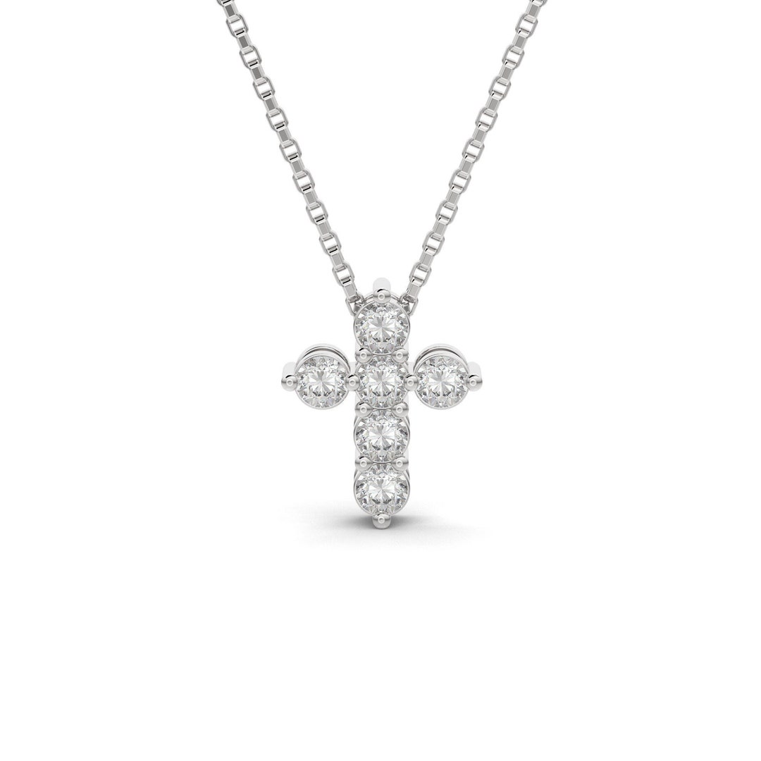 Tiny Diamond Cross Necklace,14k Gold Diamond Cross Necklace for Women ...