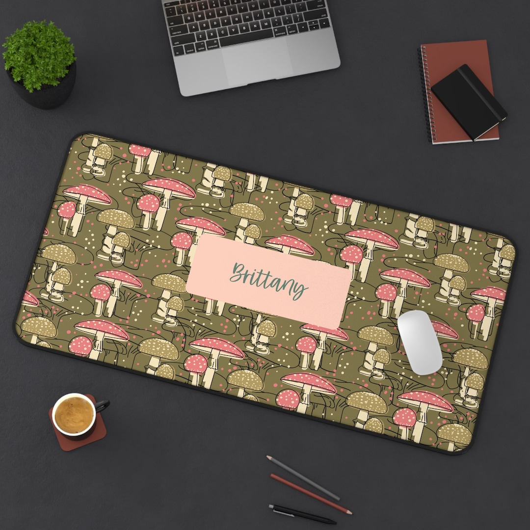 Mushroom Personalized Desk Mat, Custom Cute Desk Mat, Cottage Core Desk ...