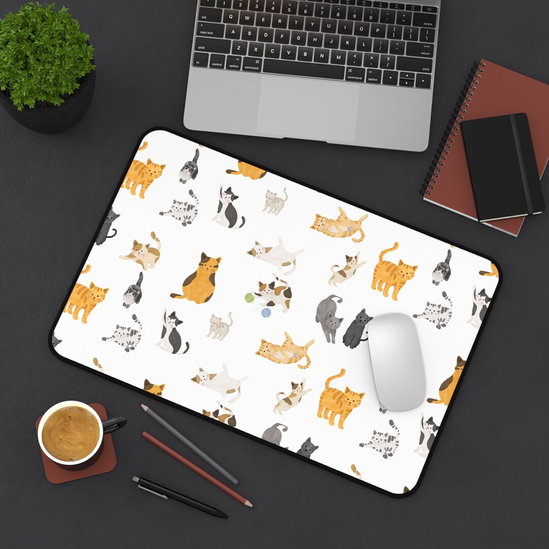 Cat Desk Mat, CUSTOM DESK MAT, Cute Kawaii Cat Desk Mat, Kawaii Desk ...
