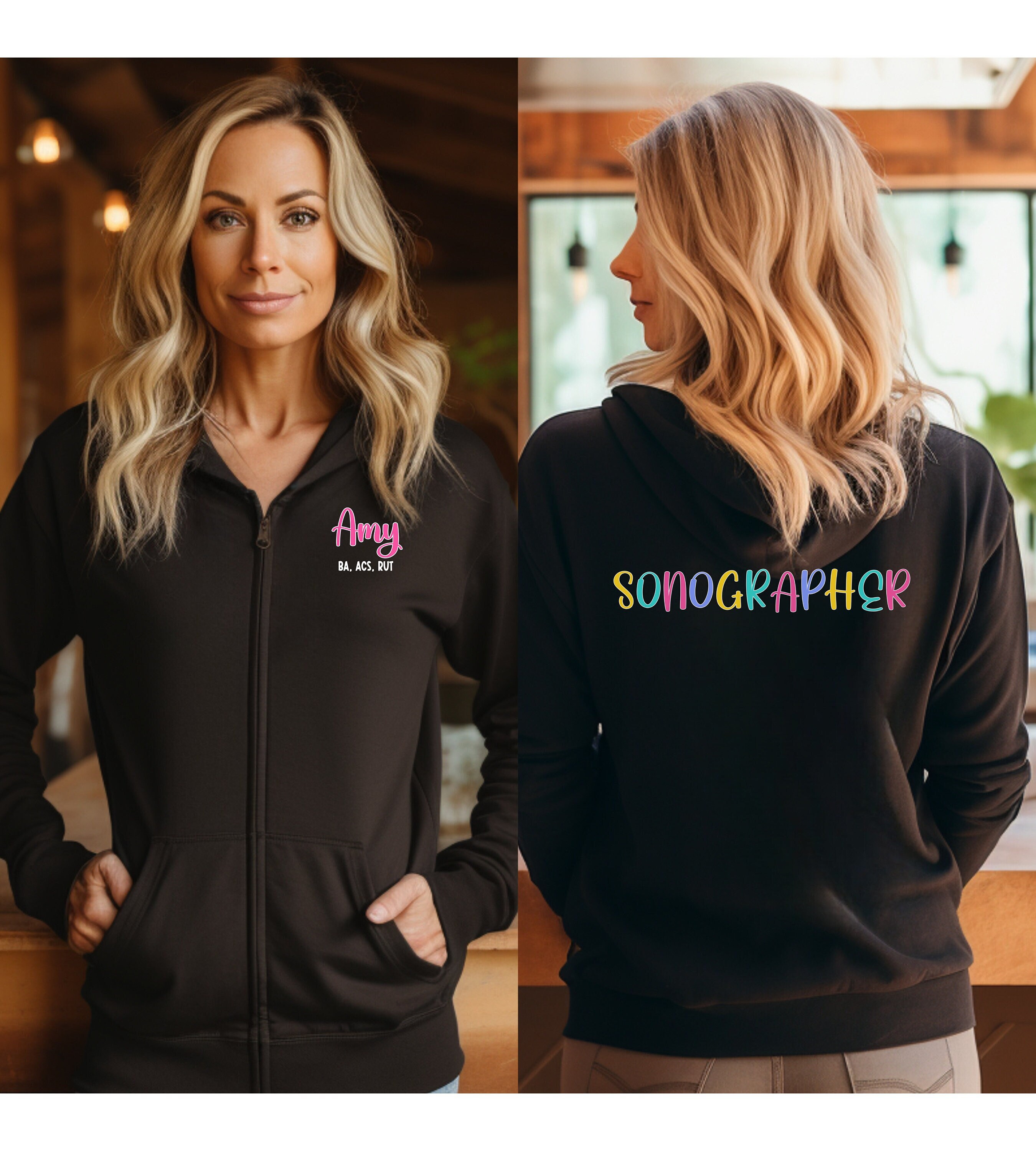 Sonographer Jacket Ultrasound Tech Hoodie Custom Zip-up Hoodie for ...
