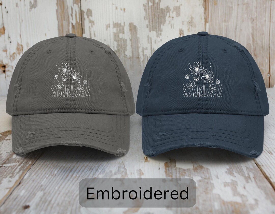 Embroidered Floral Ball Cap Embroidery Floral Hat Floral Baseball Hat ...