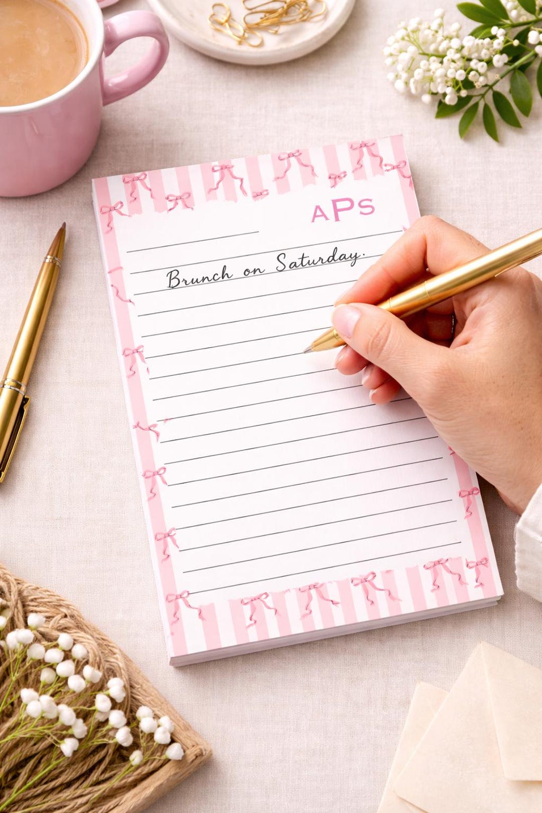Personalized Coquette Notepad, Custom Monogram Initials Stationery ...