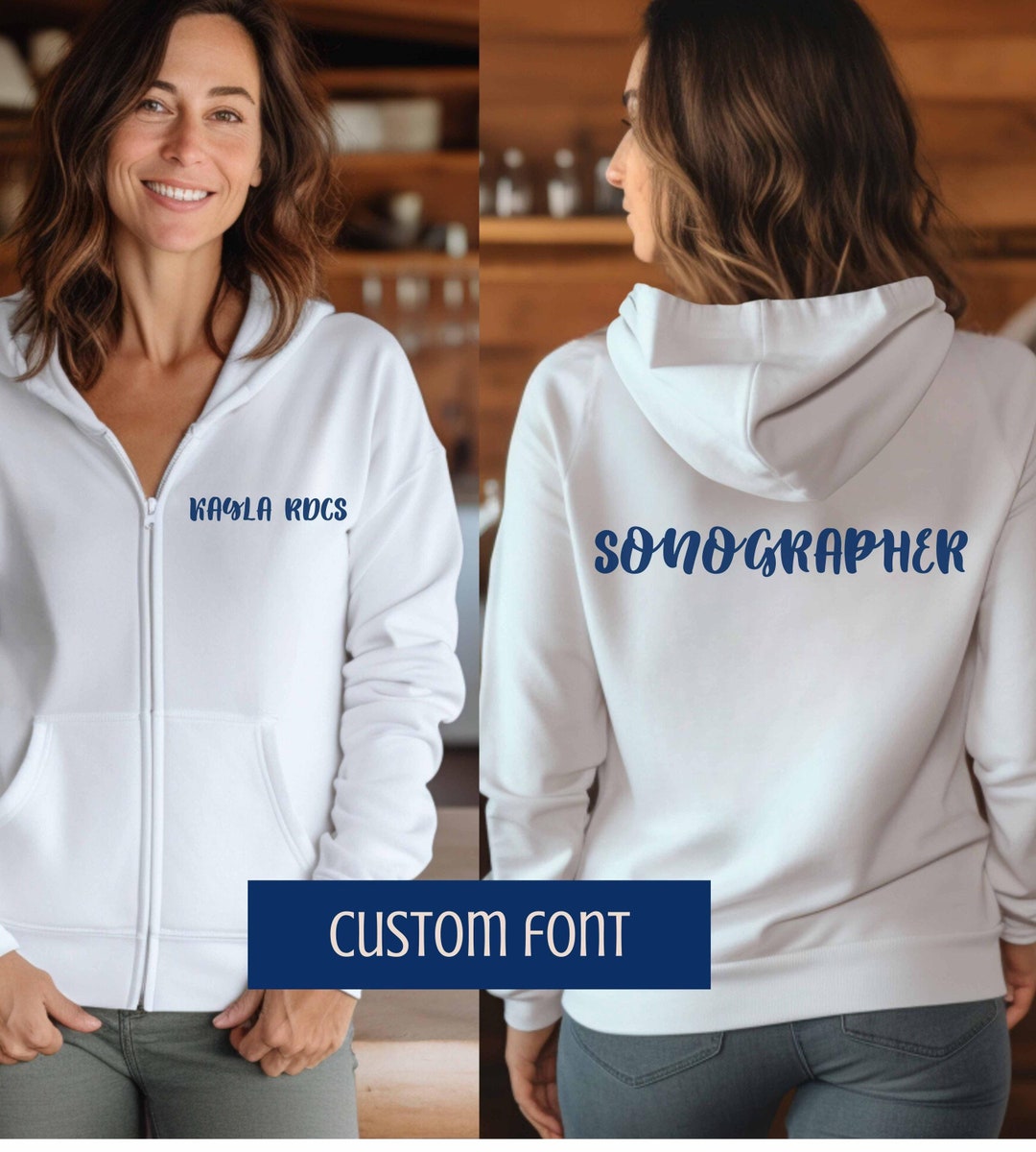 Sonographer Jacket Ultrasound Tech Hoodie Custom Zip-up Hoodie for ...