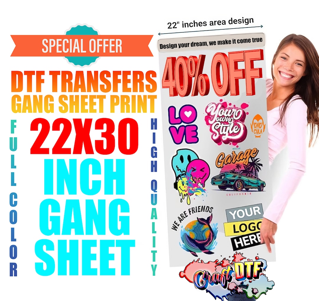 Custom DTF Gang Sheet Ready to Press, Full Color Heat Transfers for ...