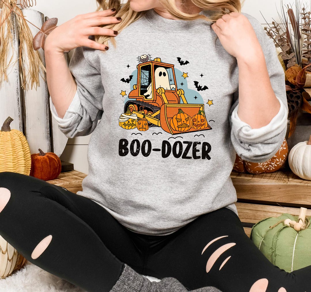 Funny Halloween Construction, Boo-dozer Toddler Graphic DTF, Cute ...