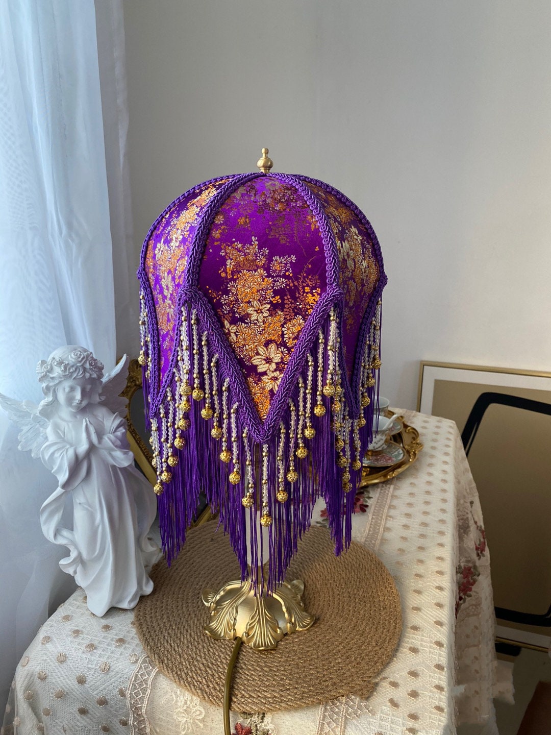 Handmade Lampshade With Fringes-victorian Lampshade Only-luxury Ceiling ...