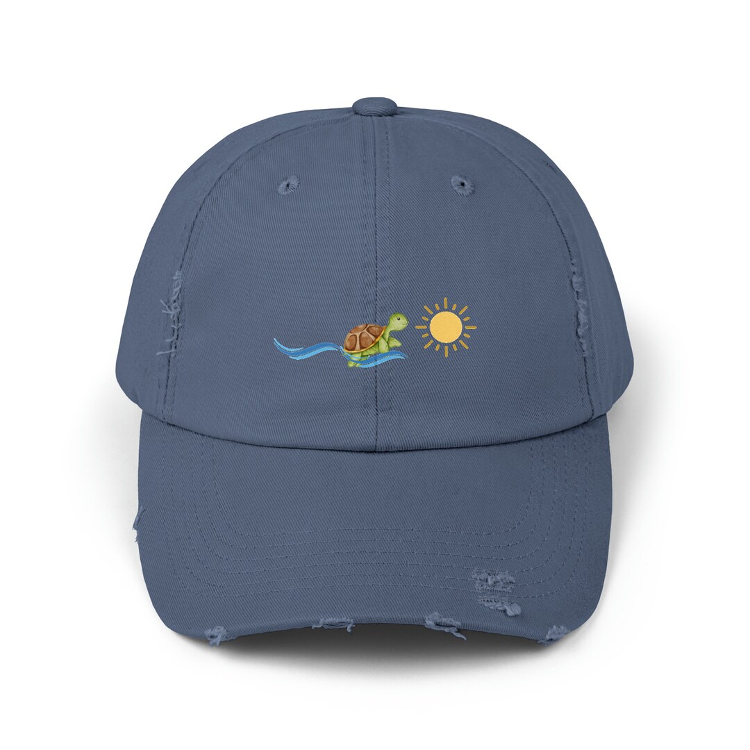 Wave, Turtle, Sun Unisex Distressed Cap, Gift, Gifts, Distressed Caps ...