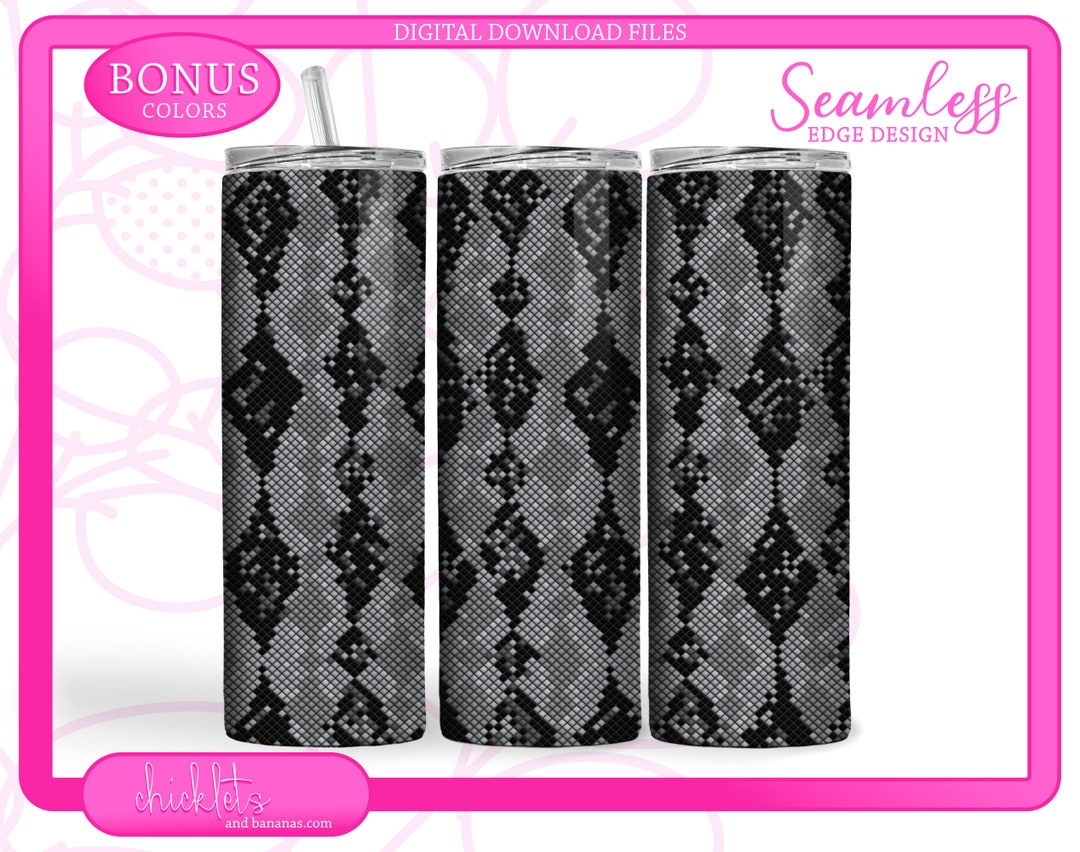 3D Inflated Snake Skin Sublimation Design Black Tumbler Wrap | 20 Oz ...