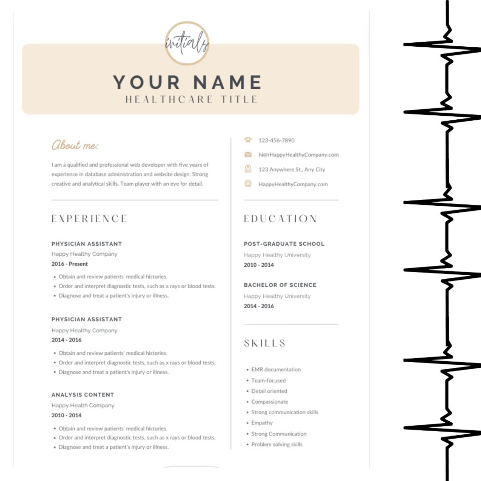 Modern and Dynamic Advanced Practice Provider Resume Template ...