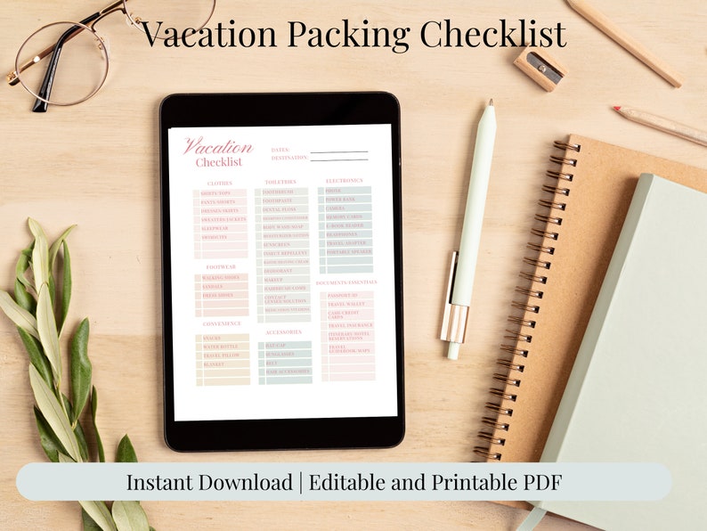Packing List Template Travel Packing List Printable - Etsy