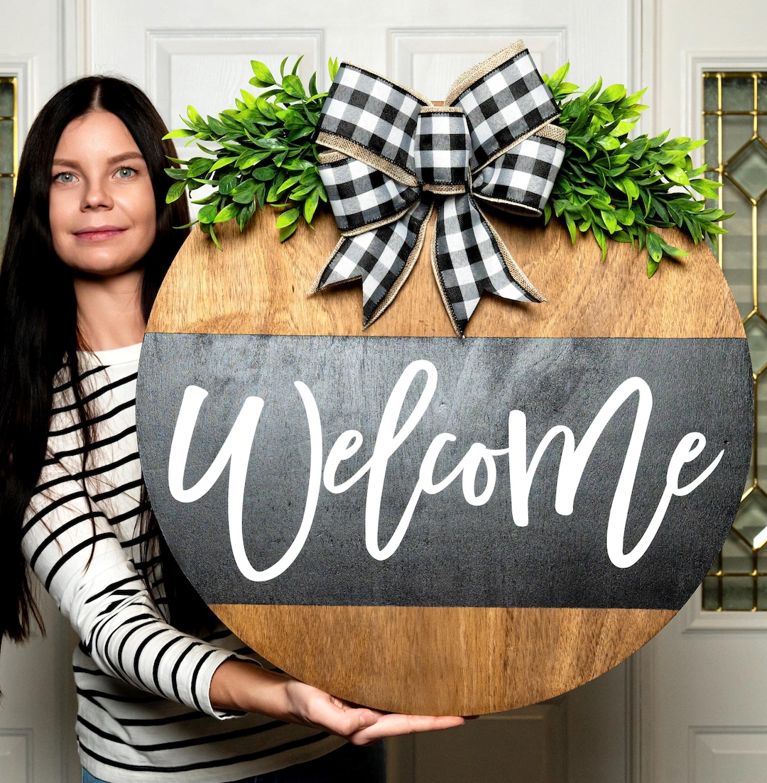 Welcome Door Hanger | Front Door Decor | Welcome Sign | Wood Door ...