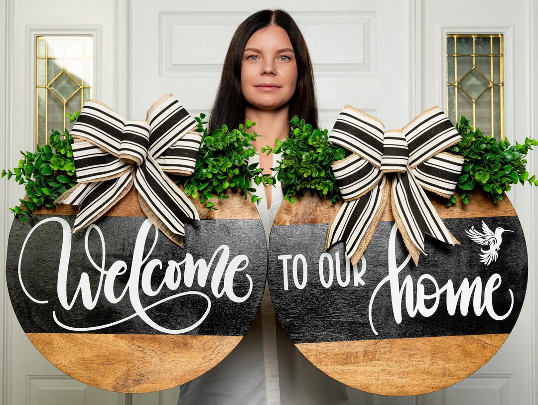 Double Door Front Door Decor | Welcome to Our Home | Double Door Signs ...