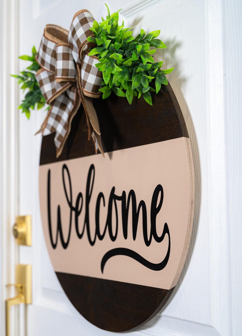 Welcome Door Hanger Front Door Decor Welcome Sign Wood Door Hanger ...