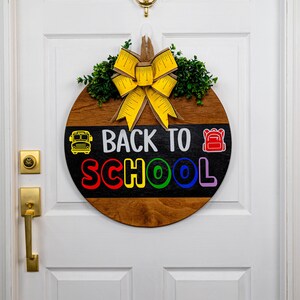 Back to School Door Sign Wreath Classroom Sign Hanger Teacher Gift ...