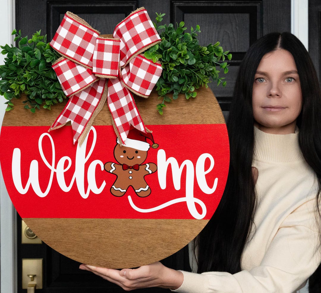 Christmas Front Door Decor | Gingerbread Man | Christmas Wreath ...
