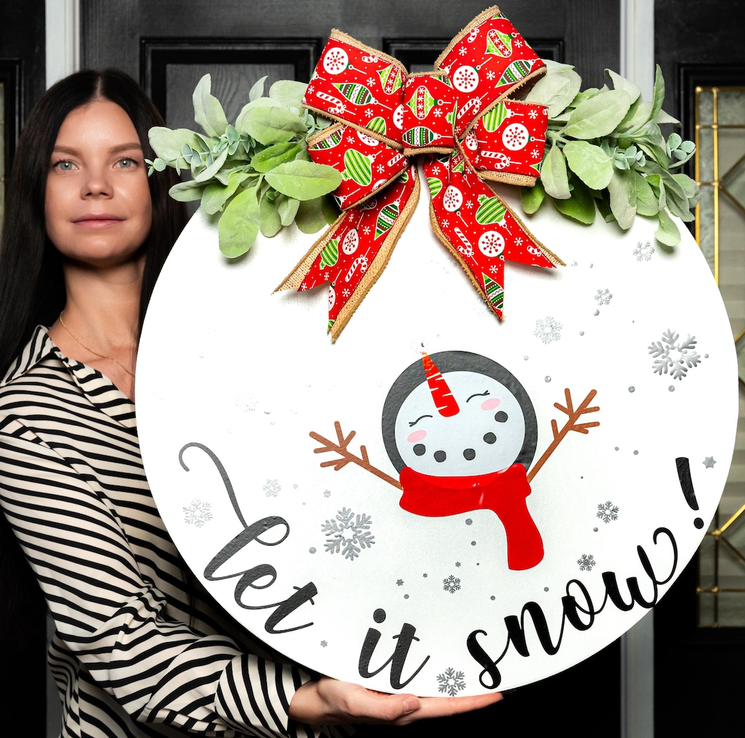 Snowman Front Door Wreath | Winter Front Door Decor | Let It Snow ...
