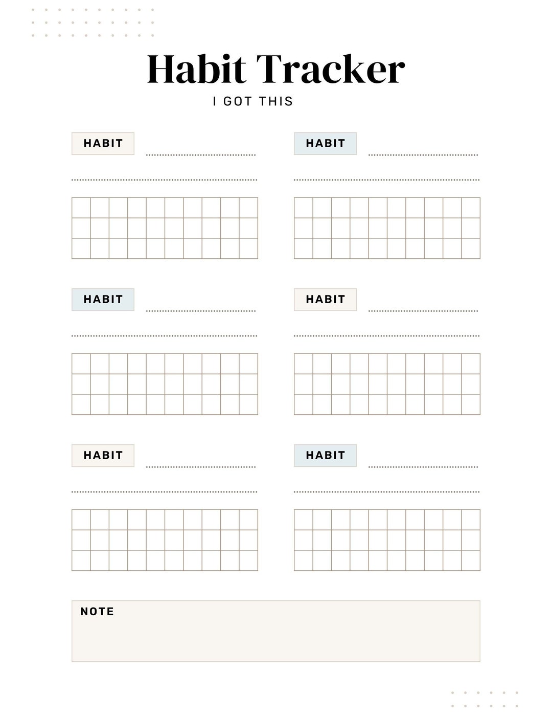 Habit Tracker Checklist - Etsy