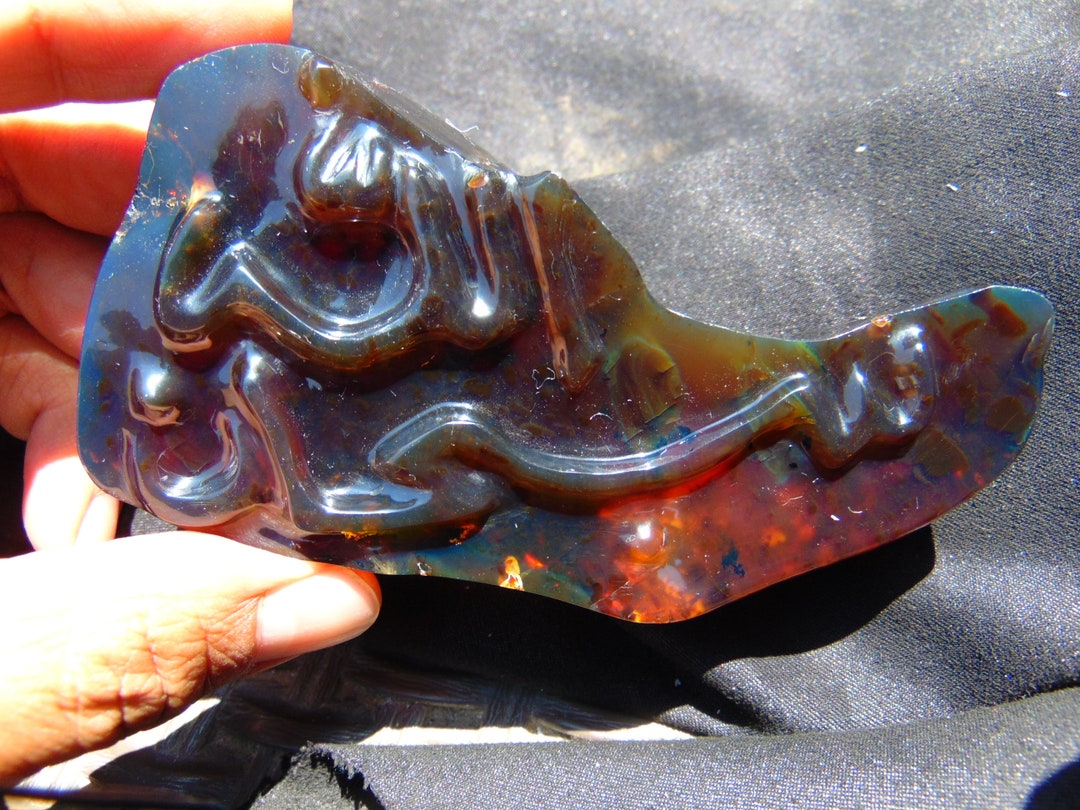 104 Gr Arabic Calligraphy Carving Indonesian Blue Purple Amber - Etsy