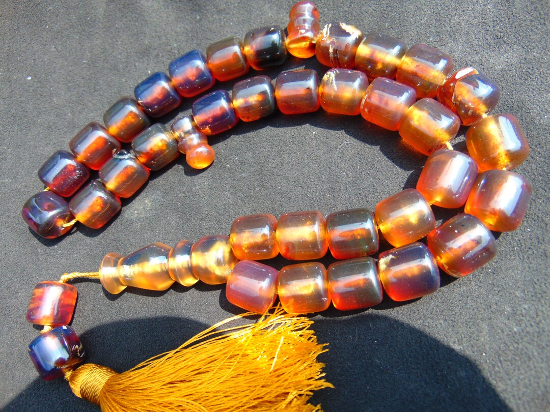 104 Gr 35 Beads 16x16 Mm Tasbih Mesbah Rosary Indonesia Yellow Blue ...