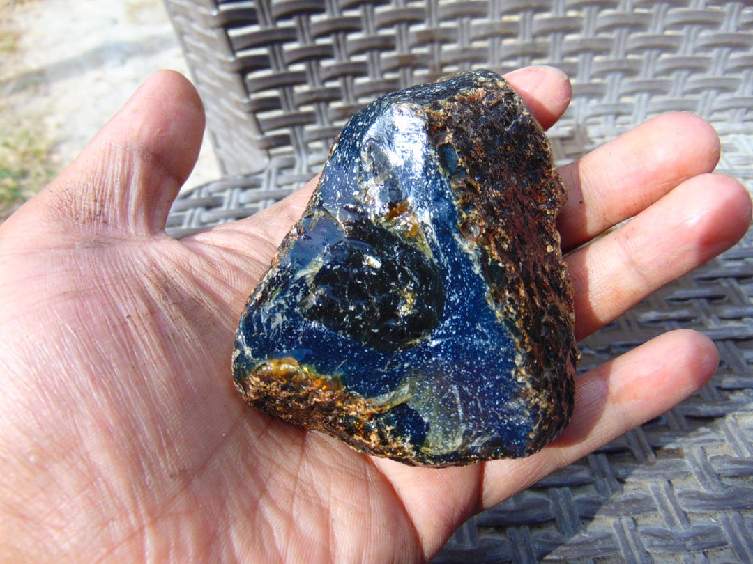 77 Gram Rough Raw Indonesia Sumatra Black Blue Amber for Healing RB247 ...