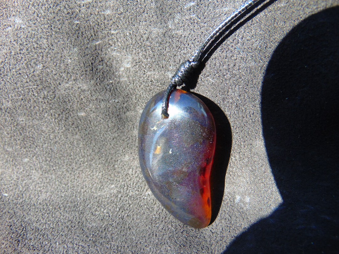 10 Gr Pendant 46x26x16 Mm Indonesia Blue Purple Amber for Healing - Etsy