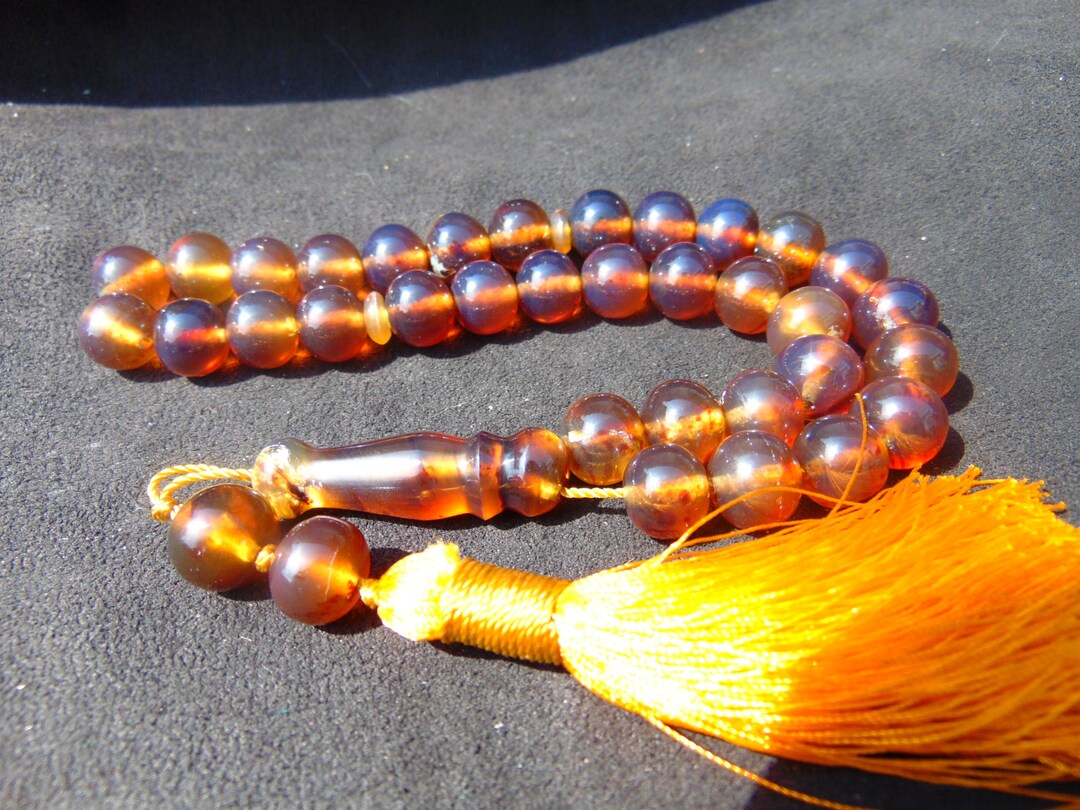 42 Gr Tasbih Mesbah Rosary 35 Pcs 12 Mm Indonesia Yellow Blue Amber for ...