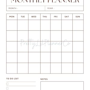 Printable Planner Sheet, Monthly Planner Printable Sheet, Monthly TO DO ...