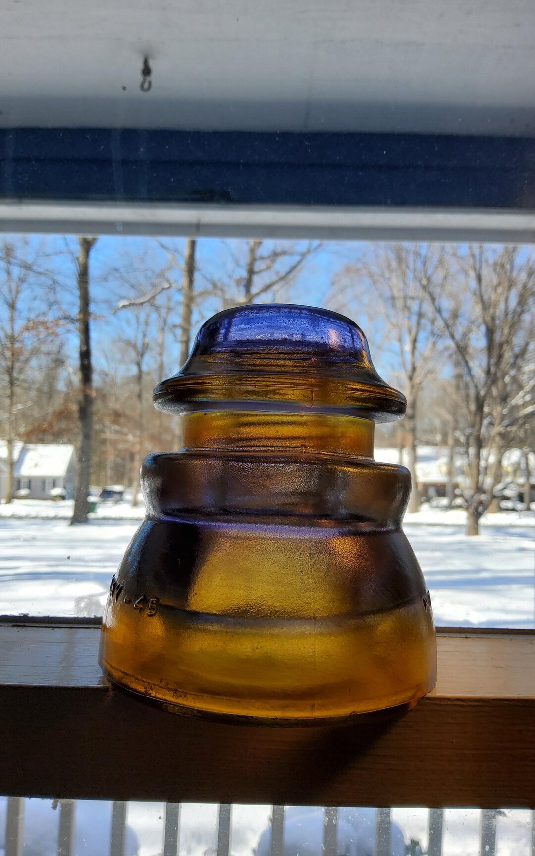 Colorized Glass Insulator | Blue & Amber Reproduction, Made in USA - Etsy
