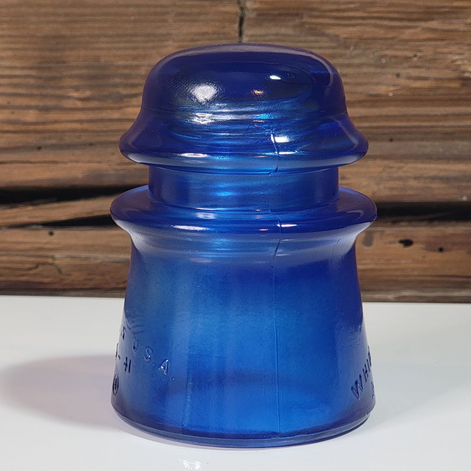 Antique Glass Insulator Cobalt Blue Stained Medium Size Decorative ...