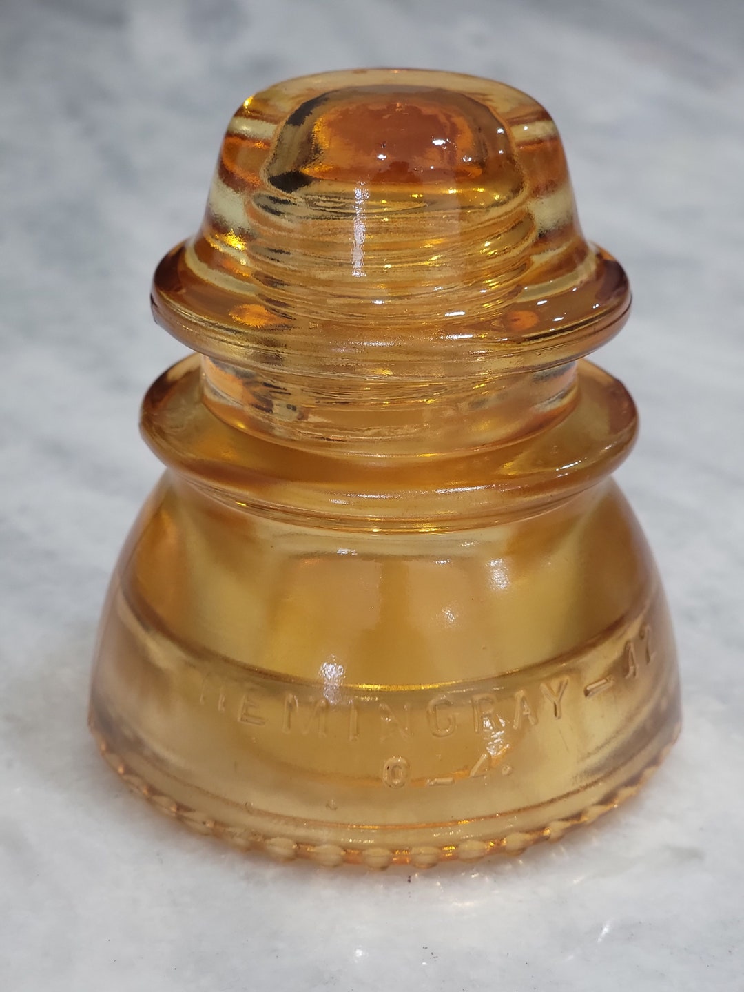 Vintage Glass Insulator Amber Colorized Authentic Hemingray 42 Stained ...