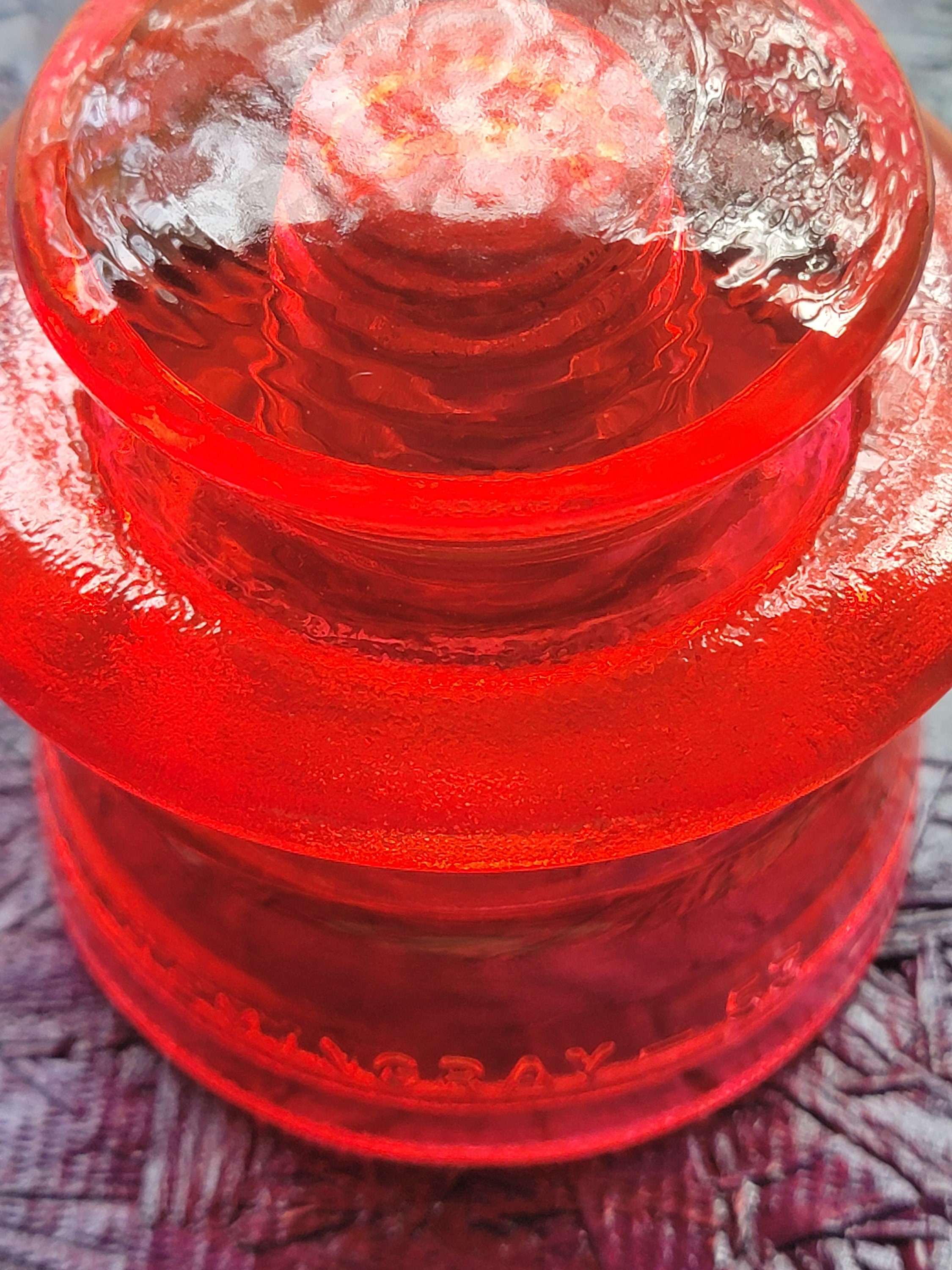 Hemingray 53 Antique Glass Insulator Bright Red Colorized Industrial ...