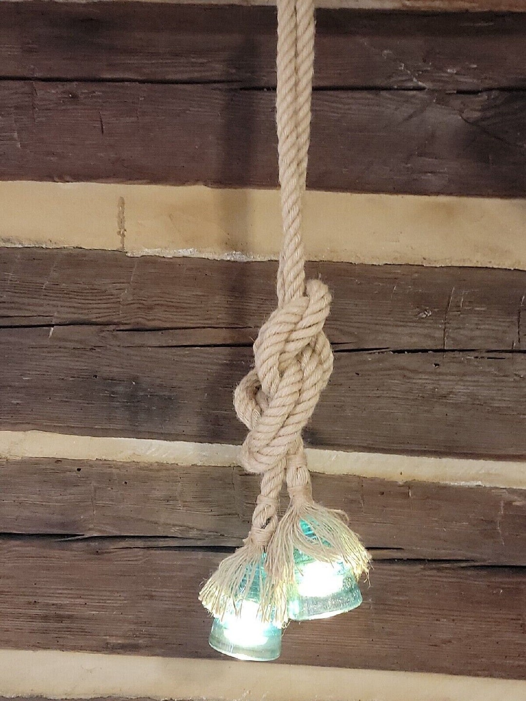 Hanging Rope Light With Glass Insulators and Cord With On/off Toggle ...