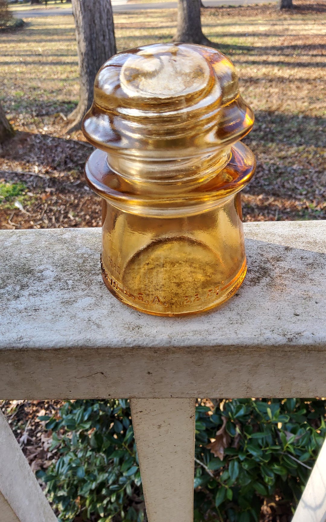 Antique Glass Insulator Amber Translucent Colorized Decorative Vintage ...
