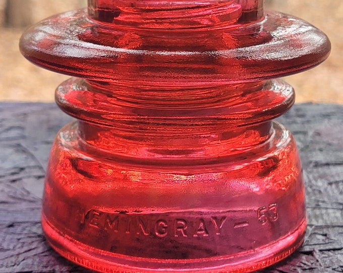 Hemingray 53 Antique Glass Insulator Bright Red Colorized Industrial ...
