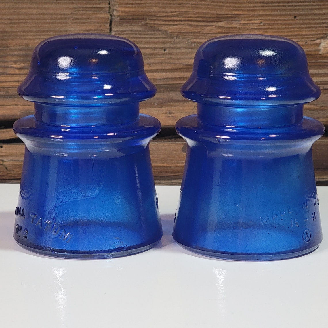 Set of 2 Colorized Cobalt Blue Glass Insulators, Vintage Home Decor - Etsy