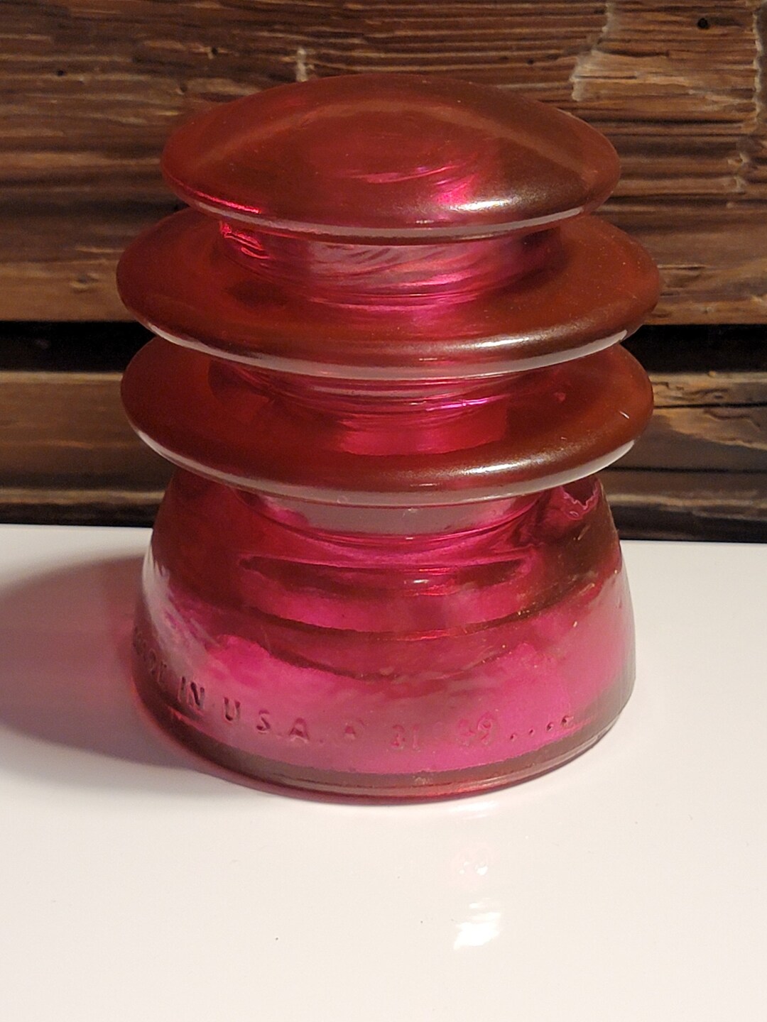 Antique Glass Insulator Pink Stained / Colorized Decorative Industrial ...