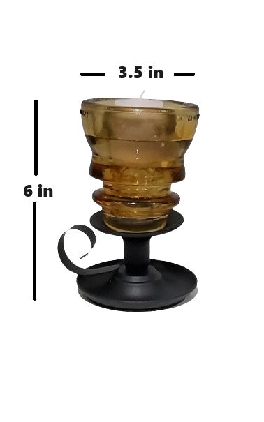 Vintage Colorized Amber Glass Insulator Railroad Telegraph Glass Candle ...