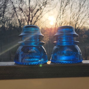Two Hemingray 42 Glass Insulators-colorized | Cobalt Blue Collectible ...
