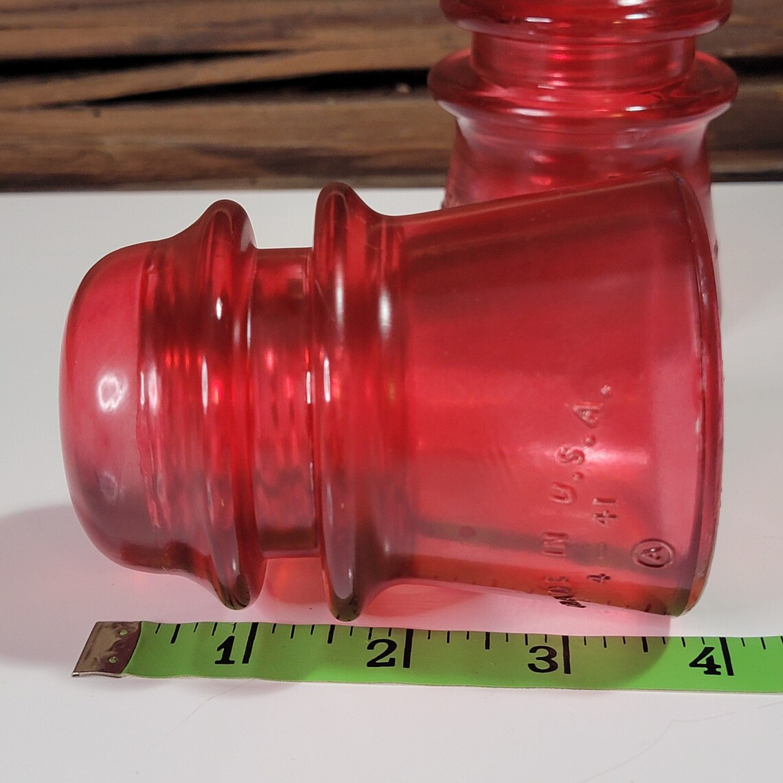 2 Authentic Vintage Medium Size Glass Insulators Stained Red. Set of 2 ...
