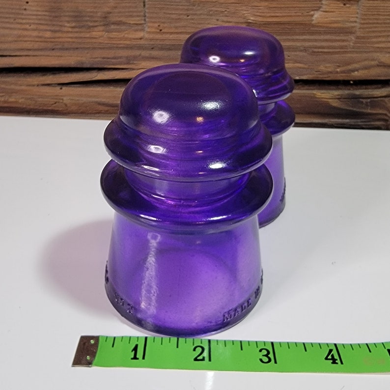 2 Authentic Vintage Medium Size Glass Insulators Stained Purple. Set of ...