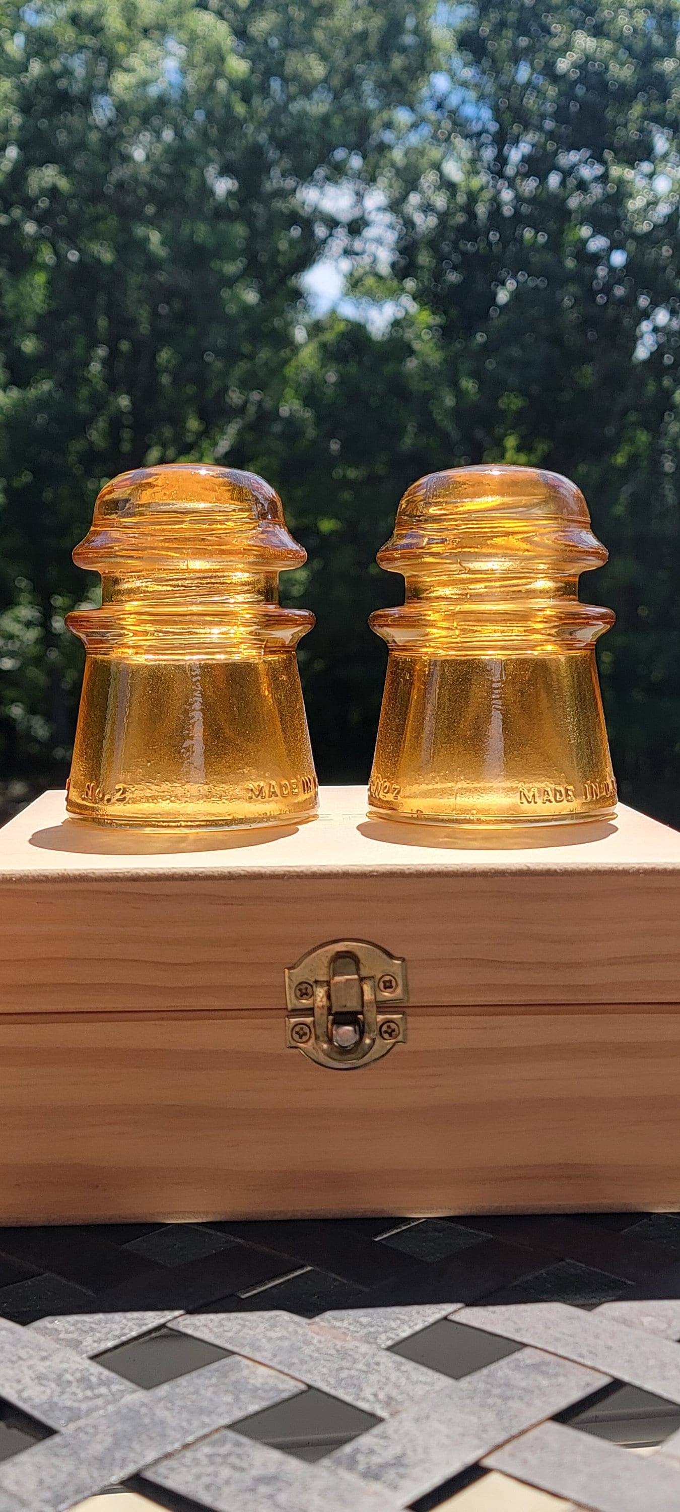 Antique Glass Insulators Colorized Amber. Farm House Decor. Vintage Set ...