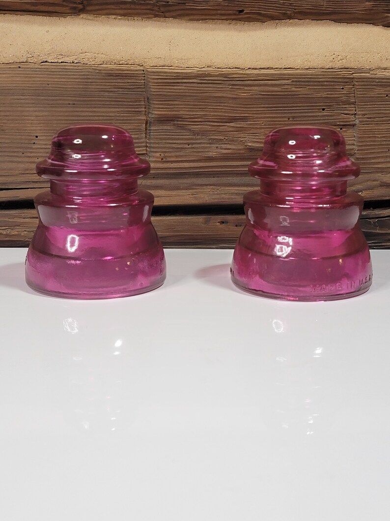 Vintage Pink Glass Insulators, Set of 2, Antique Stained Decor - Etsy