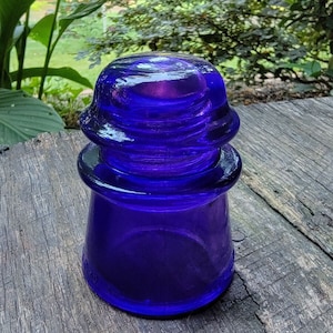 3 Glass Insulators Colorized Cobalt Blue Large Medium & Small Stained ...