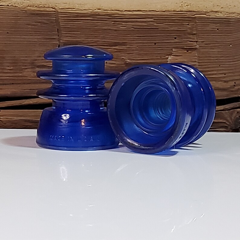Vintage Cobalt Blue Stained Glass Insulators, Set of 2 - Etsy