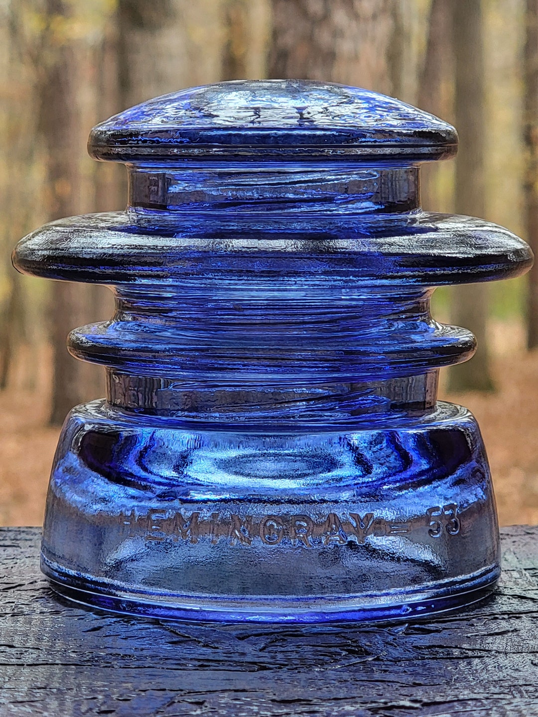 Hemingray 53 Antique Glass Insulator Stained Cobalt Blue Industrial ...