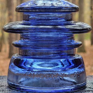 Hemingray 53 Antique Glass Insulator Stained Cobalt Blue Industrial ...