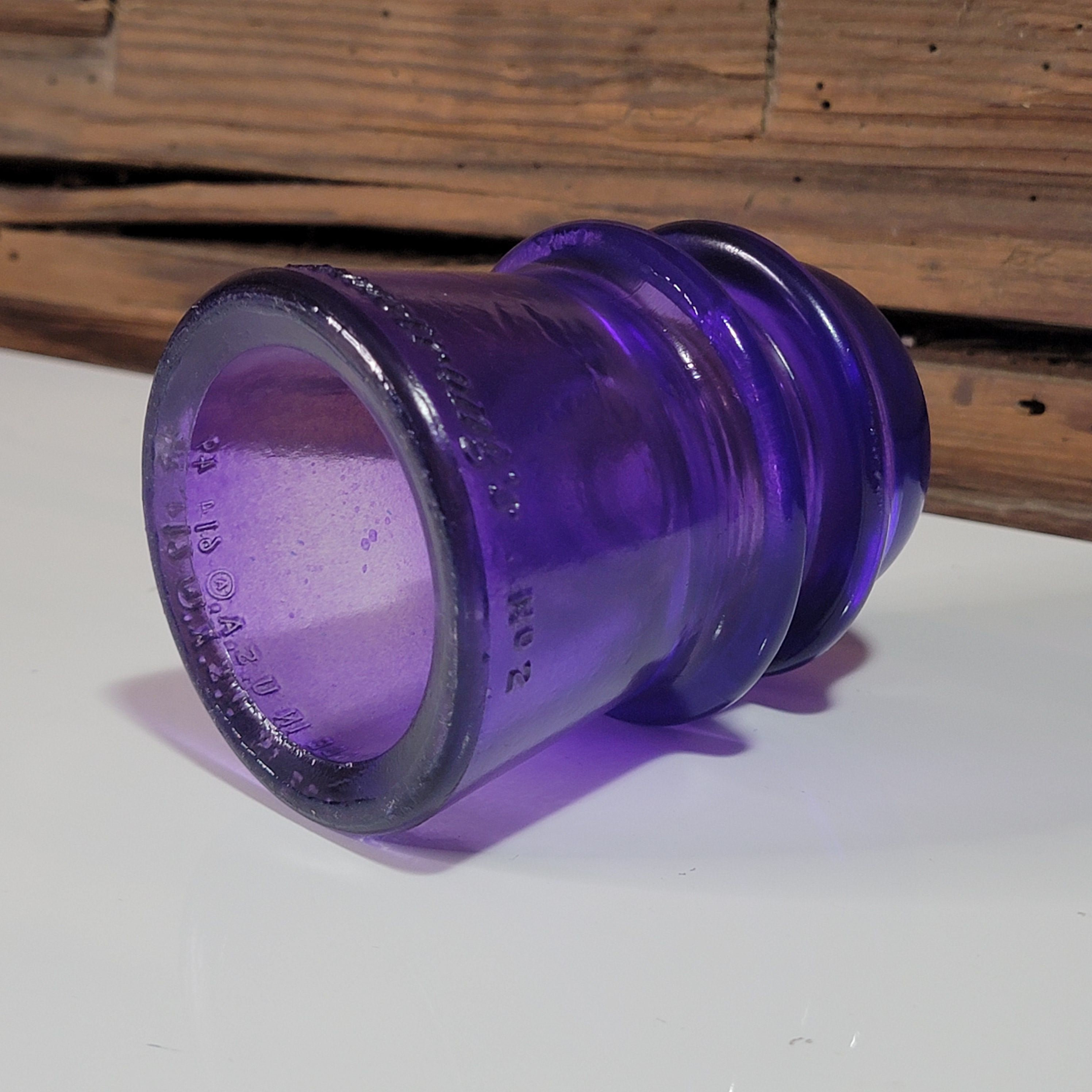 Antique Glass Insulator Violet Purple Stained Decorative Vintage Glass ...